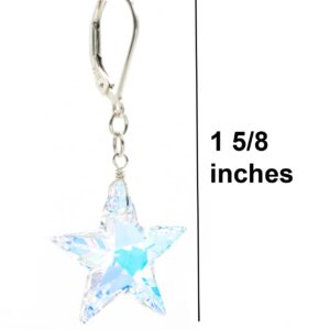 LTC Designs Austrian Crystal Aurora Borealis Star Drop Earrings for Women and Teens