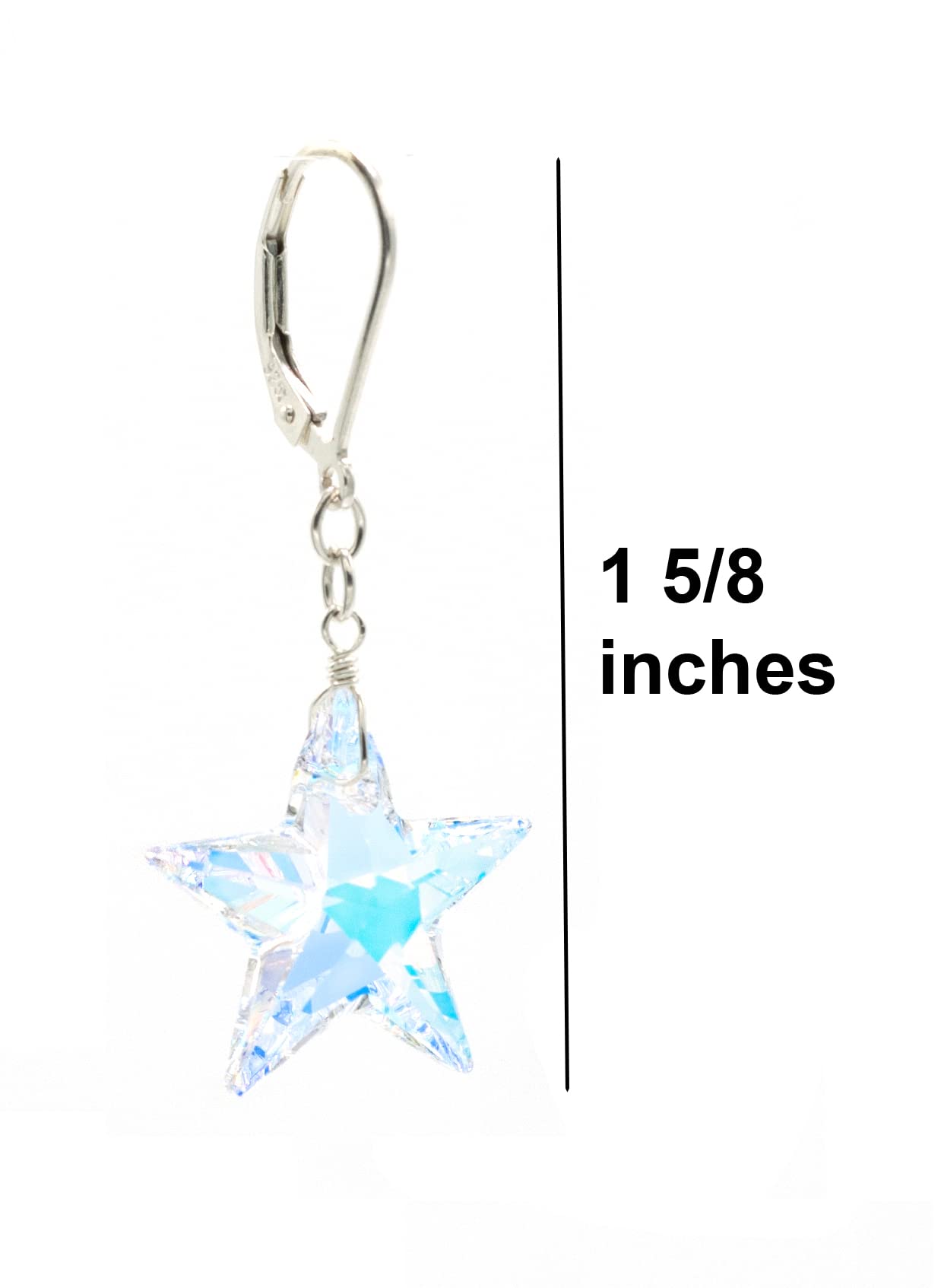 LTC Designs Austrian Crystal Aurora Borealis Star Drop Earrings for Women and Teens