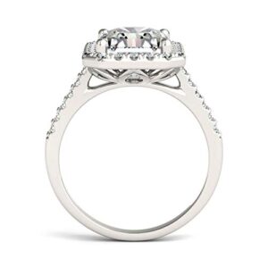 Charles & Colvard Created Moissanite 10x8mm Radiant Cut Engagement Ring for Women | 4.41 cttw DEW | Lab Grown | Solid 14K White Gold with Rhodium | Size 7