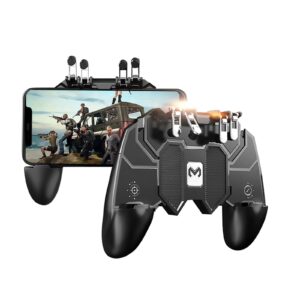 newseego mobile game controller, [upgrade] phone controller gamepad with l1r1 6 fingers trigger for shooter sensitive and aim trigger controller for android & ios for knives out