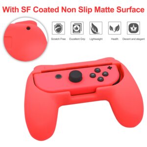 FASTSNAIL 4 Pack Grips Kit Compatible with Nintendo Switch for Joy Con, Wear-Resistant Grip Controller for Joy con & OLED Model with 12 Thumb Grip