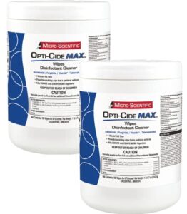 micro-scientific opti-cide max disinfecting wipes (2 pack) - 320 wipes - hospital grade epa registered disinfectant cleaner