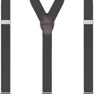 AYOSUSH Retro Y Suspenders for Men Heavy Duty Big and Tall Hooks for Belt Loop Jeans Black Shape Formal Braces