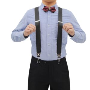 AYOSUSH Retro Y Suspenders for Men Heavy Duty Big and Tall Hooks for Belt Loop Jeans Black Shape Formal Braces