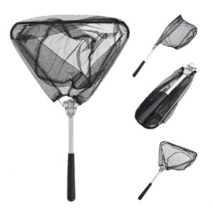 zzwif foldable fishing landing net light weight portable fishing dip net extending small net for fly fishing trout bass catch and strong aluminum alloy handle durable nylon mesh