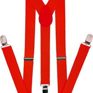 NAVISIMA Adjustable Elastic Y Back Style Suspender With Strong Metal Clips, Red (1 PK)