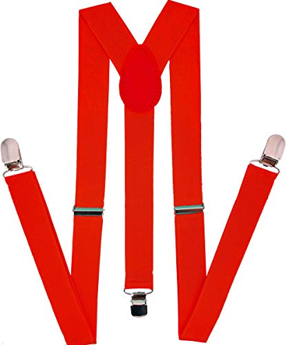 NAVISIMA Adjustable Elastic Y Back Style Suspender With Strong Metal Clips, Red (1 PK)