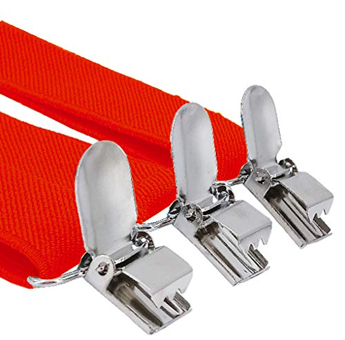 NAVISIMA Adjustable Elastic Y Back Style Suspender With Strong Metal Clips, Red (1 PK)