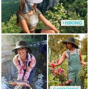 Camptrace Wide Brim UPF 50+ Hiking Fishing Gardening Hat with Neck Flap Sun Protection Outdoor Safari Hats for Women Nylon