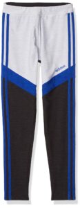 adidas girls' big active sports athletic legging tight, d2m melange adi black heather/bold blue, medium