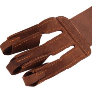 Yuehuam Arm Guard Finger Protective Gloves 3- Finger Design Archery Protect Glove Pull Bow Arrow Archery Shooting Glove Leather Single Glove