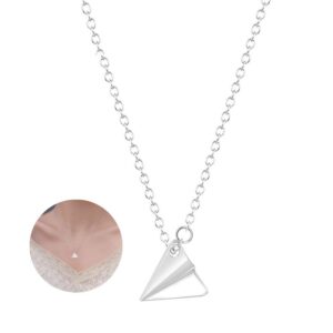 yooe triangle origami paper airplane necklace,geometric paper plane necklace simple triangle paper airplane necklace for women couple (silver)