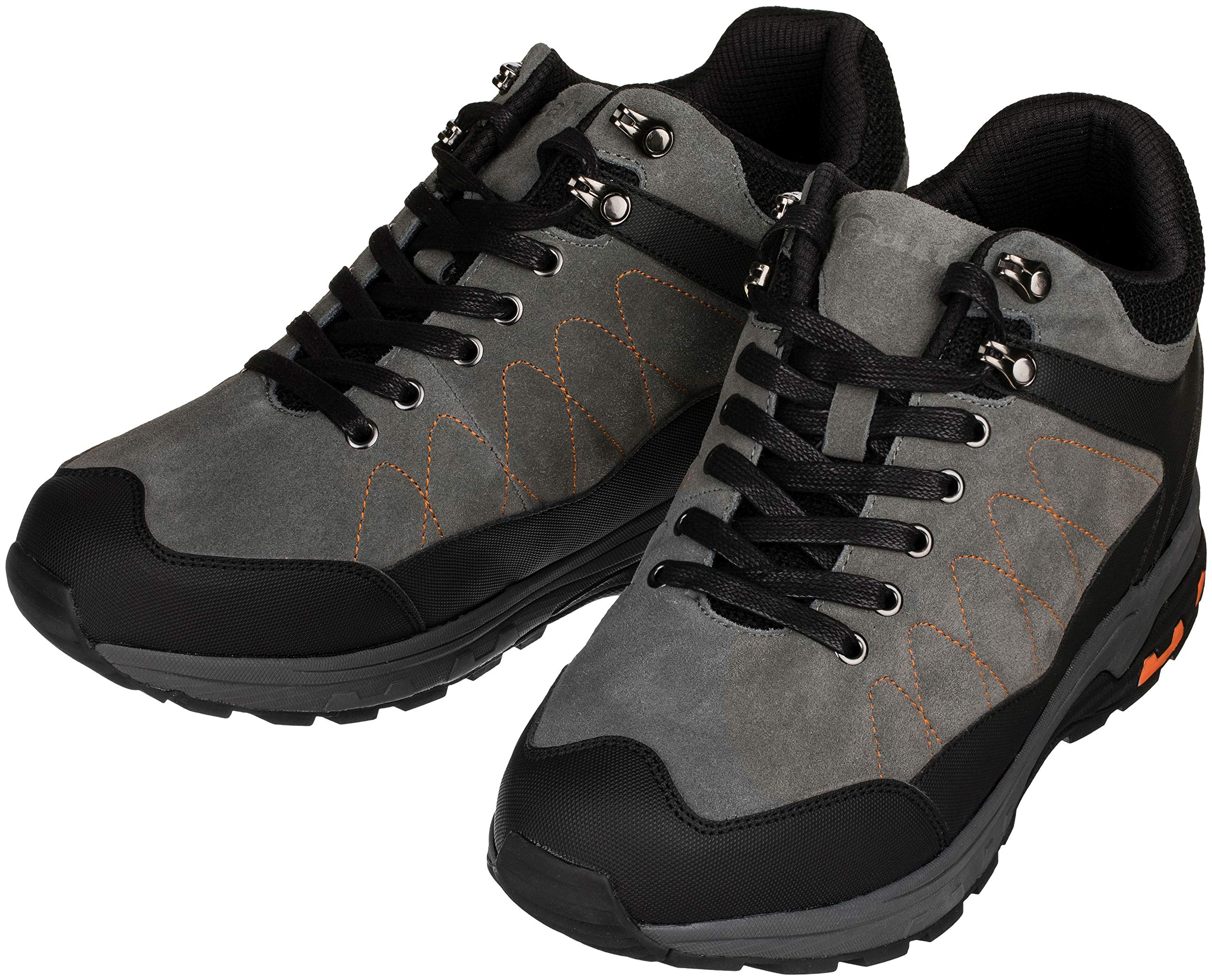 CALTO Men's Invisible Height Increasing Elevator Shoes - Grey Suede/Mesh Lace-up Hiking Boots - 3.2 Inches Taller - H75472 - Size 10 D(M) US