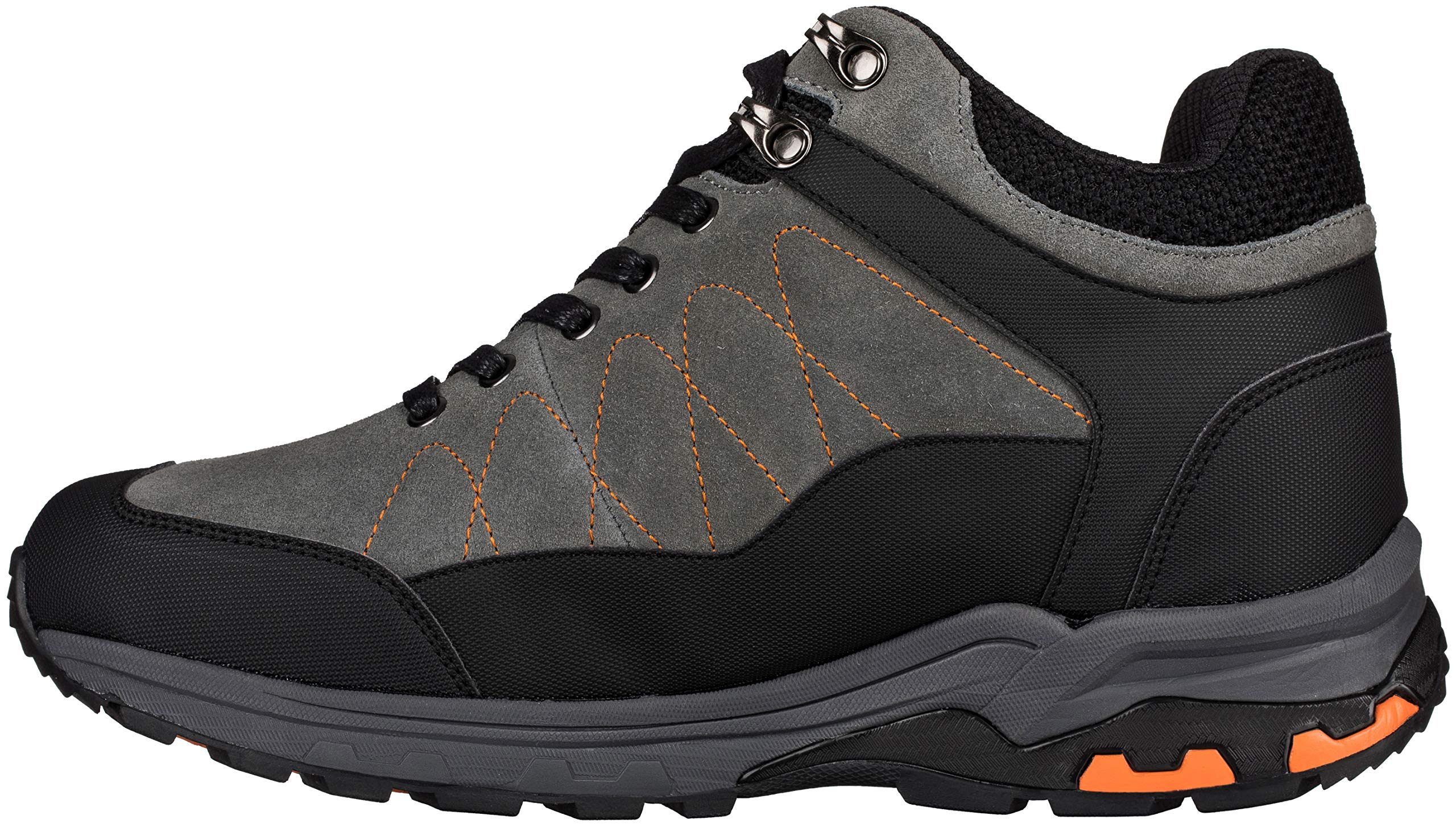 CALTO Men's Invisible Height Increasing Elevator Shoes - Grey Suede/Mesh Lace-up Hiking Boots - 3.2 Inches Taller - H75472 - Size 10 D(M) US