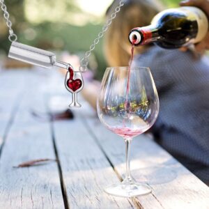 AKTAP Wine Necklace Love Wine Cheers Red Enamel Heart Pendant Necklace Jewelry Gift for Wine Lovers