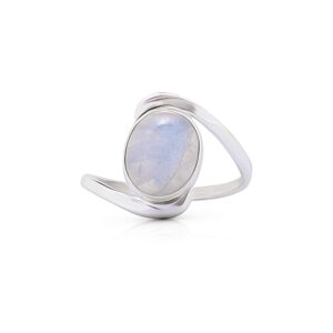 moonstone vintage gipsy ring 925 sterling silver oval stone boho chic jewelry (9)