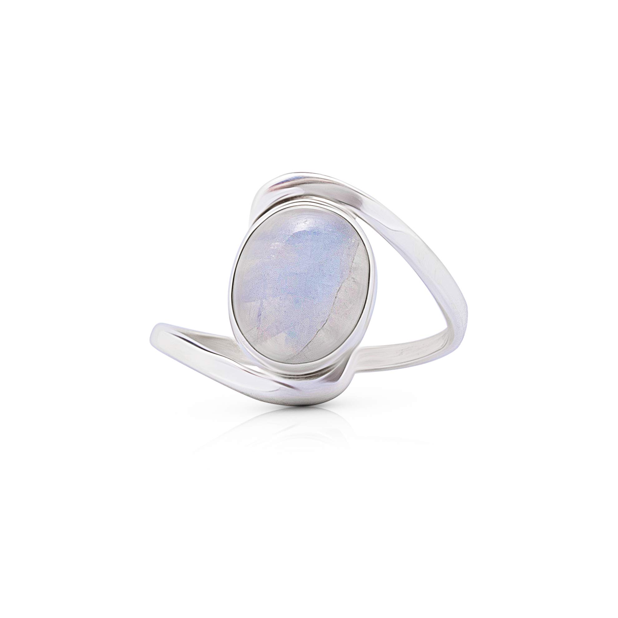 Moonstone Vintage Gipsy Ring 925 Sterling Silver Oval Stone Boho Chic Jewelry (9)