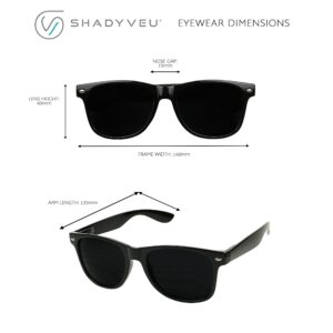 ShadyVEU Super Dark Black Sunglasses Blackout UV Protection Lens Spring Hinge 80s Vintage Retro Inspired Shades (Soft Matte Black Frame)