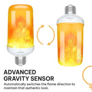 Hudson LED Flame Effect Light Bulbs with 4 Mode Upside Down Effect - 3W Flicker Flame Light Bulb E26/E27 Base (2 Pack) - Flickering Light Bulb Orange Fire Light Flame Bulb for Indoor/Outdoor/Home