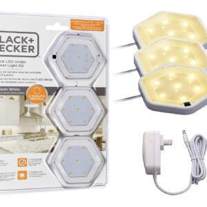 BLACK+DECKER 3-Pack LED Puck Light Kit, Warm White (LEDUC-PUCK-3WK)