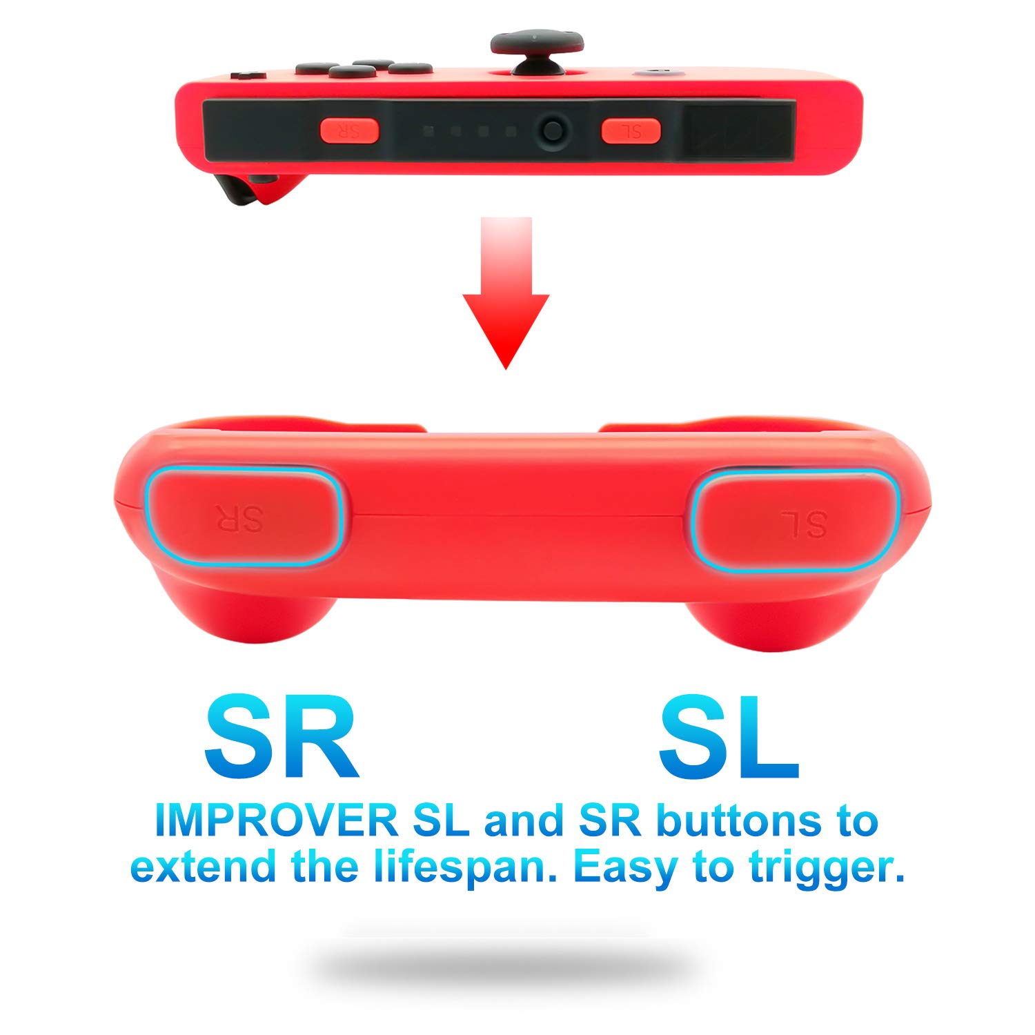 FASTSNAIL 4 Pack Grips Kit Compatible with Nintendo Switch for Joy Con, Wear-Resistant Grip Controller for Joy con & OLED Model with 12 Thumb Grip