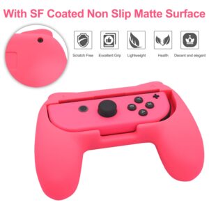 FASTSNAIL 4 Pack Grips Kit Compatible with Nintendo Switch for Joy Con, Wear-Resistant Grip Controller for Joy con & OLED Model with 12 Thumb Grip