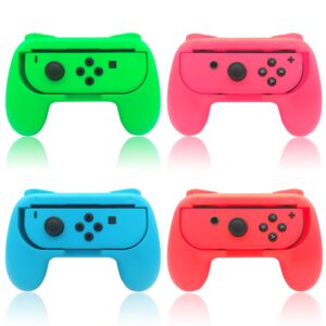 hand grips for switch and for switch oled joycons, fyoung hand grips controllers compatible with switch for joy con and switch oled model 2021 (4 pack)(red-blue-green-pink)