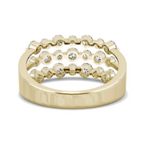 14K Yellow Gold Moissanite by Charles & Colvard 2.5mm Round Three Row Band-size 9 0.91cttw DEW