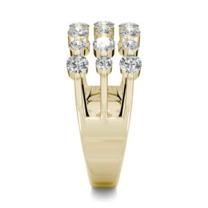 14K Yellow Gold Moissanite by Charles & Colvard 2.5mm Round Three Row Band-size 9 0.91cttw DEW