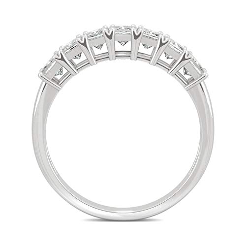 Charles & Colvard Created Moissanite 4mm Princess Cut Wedding Band for Women | 2.87 cttw DEW | Lab Grown | Solid 14K White Gold with Rhodium | Size 6