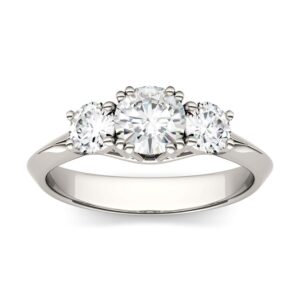 14k white gold moissanite by charles & colvard 5.5mm round engagement ring-size 8 1.06cttw dew