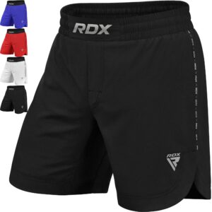 rdx mma shorts for training & kickboxing – fighting shorts for martial arts, cage fight, muay thai, bjj, boxing, grappling black