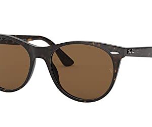 Ray-Ban RB2185 Wayfarer II Round Sunglasses, Tortoise/B-15 Brown Polarized, 52 mm