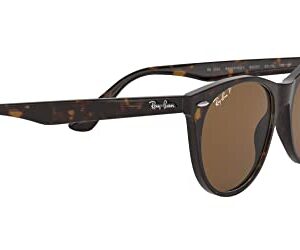 Ray-Ban RB2185 Wayfarer II Round Sunglasses, Tortoise/B-15 Brown Polarized, 52 mm