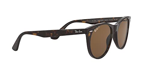 Ray-Ban RB2185 Wayfarer II Round Sunglasses, Tortoise/B-15 Brown Polarized, 52 mm