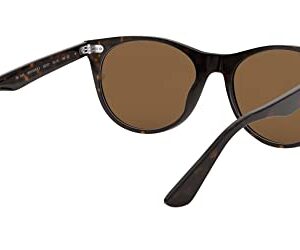 Ray-Ban RB2185 Wayfarer II Round Sunglasses, Tortoise/B-15 Brown Polarized, 52 mm