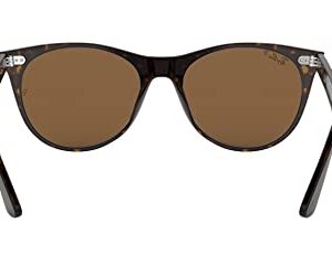 Ray-Ban RB2185 Wayfarer II Round Sunglasses, Tortoise/B-15 Brown Polarized, 52 mm