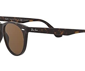 Ray-Ban RB2185 Wayfarer II Round Sunglasses, Tortoise/B-15 Brown Polarized, 52 mm