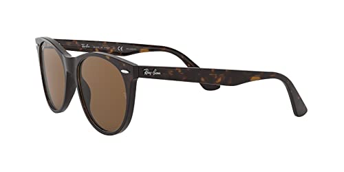 Ray-Ban RB2185 Wayfarer II Round Sunglasses, Tortoise/B-15 Brown Polarized, 52 mm