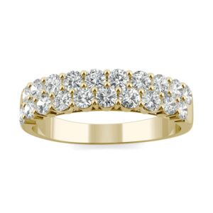 14k yellow gold moissanite by charles & colvard 2.4mm round band-size 8 1.00cttw dew