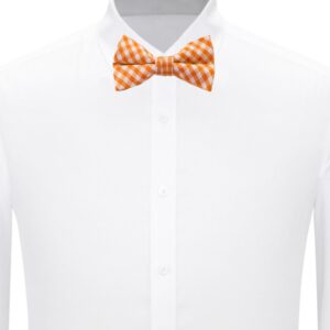 Jacob Alexander Men's Gingham Checkered Pattern Pre-Tied Clip-On Bow Tie - Orange