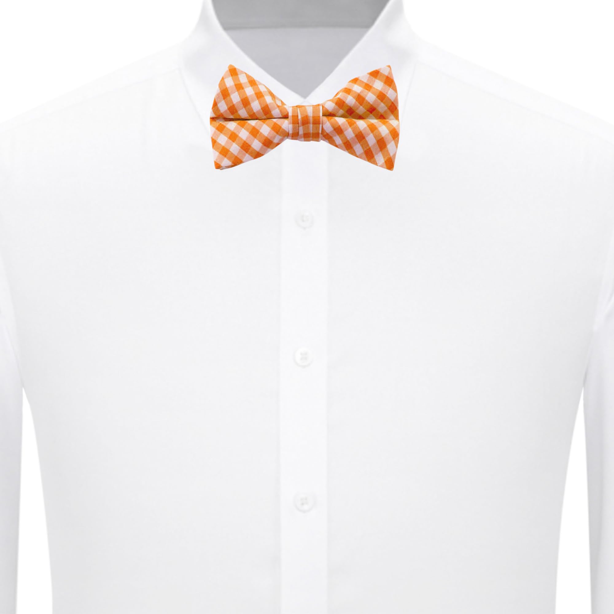 Jacob Alexander Men's Gingham Checkered Pattern Pre-Tied Clip-On Bow Tie - Orange