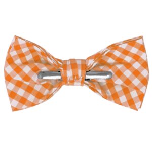 Jacob Alexander Men's Gingham Checkered Pattern Pre-Tied Clip-On Bow Tie - Orange