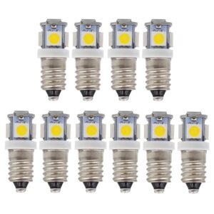 gutreise 10pcs e10 6v warm white led bulbs light lamps 5smd 0.5w 50lm (warm white, 6v)