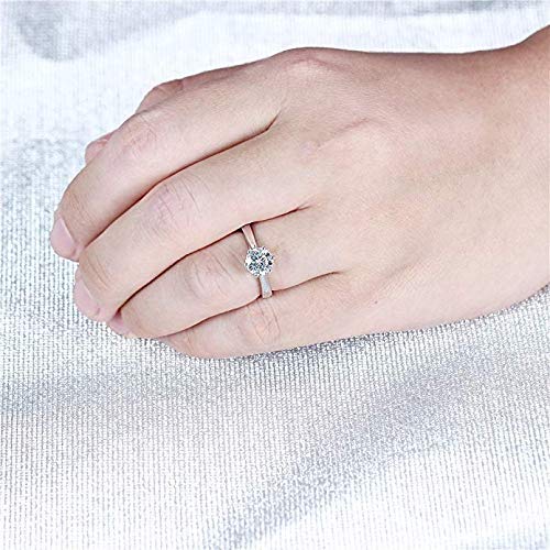 DovEggs Solid 14K White Gold Moissanite Solitaire Engagement Rings for Women 1ct 6.5mm GH Color Heart Arrows Cut Created Moissanite Classic Women `s Engagement Wedding Rings(4.5)