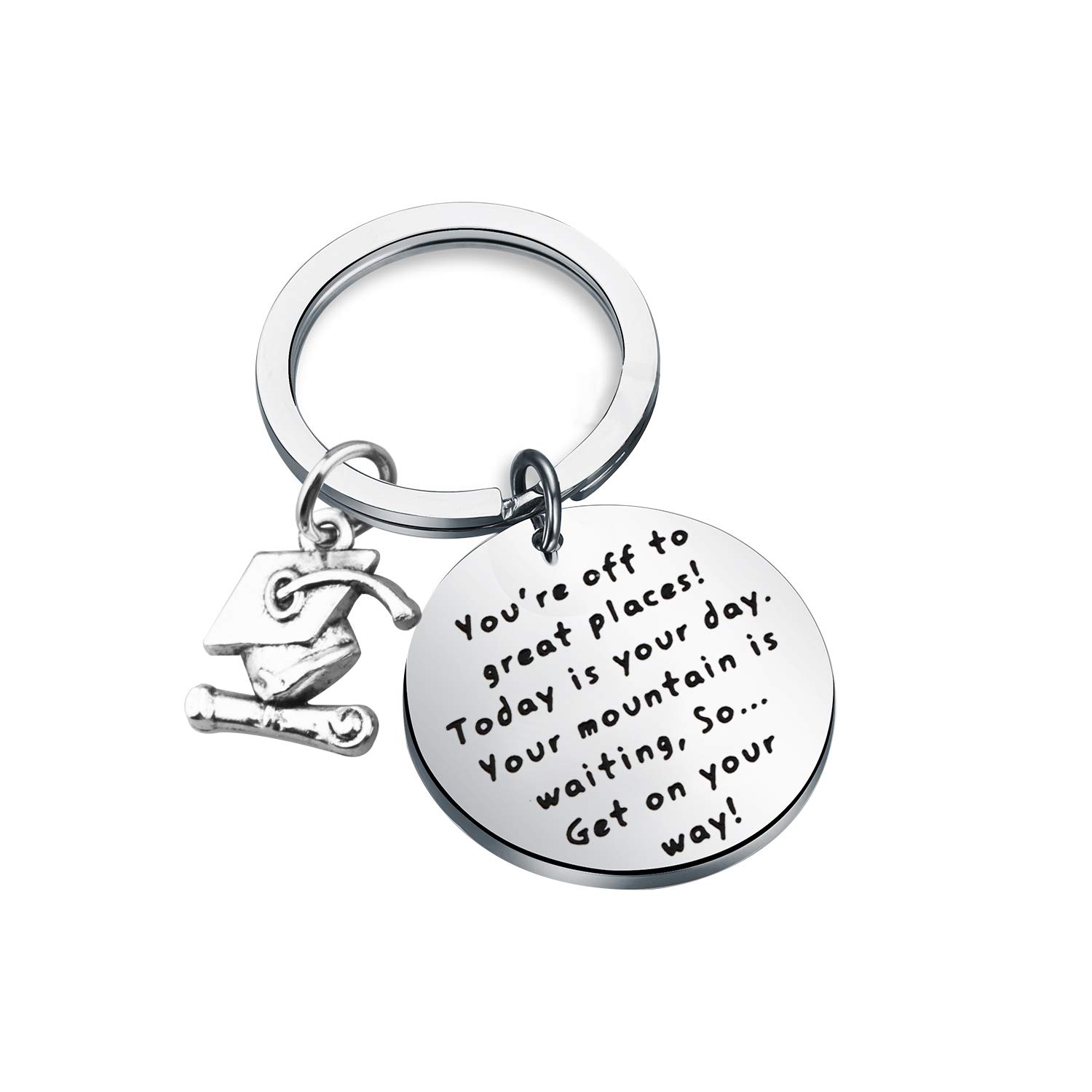 TGBJE Class Graduation Gift You’re Off to Great Places Keychain Mountain Quote Graduation Keychain Students Graduation Gift (Off To Great Places)