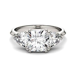 Charles & Colvard Created Moissanite 7.5mm Cushion Cut Engagement Ring for Women | 3 cttw DEW | Lab Grown | Solid 14K White Gold with Rhodium | Size 7