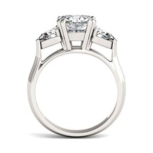 Charles & Colvard Created Moissanite 7.5mm Cushion Cut Engagement Ring for Women | 3 cttw DEW | Lab Grown | Solid 14K White Gold with Rhodium | Size 7