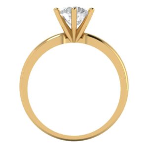 Clara Pucci 1.0 ct Round Cut Solitaire Genuine Moissanite Wedding Bridal Designer Anniversary Engagement Ring in 14k yellow Gold for Women