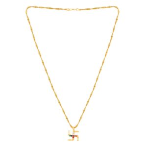 RUDRADIVINE Rudra Divine Navratan Swastik Pendant 24Ct Gold Plated With Real Semi-Precious Gemstone With Gold Plated Chain